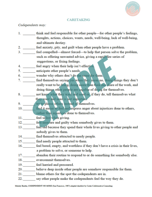 Codependency Checklist - Free! - CCC eLearning